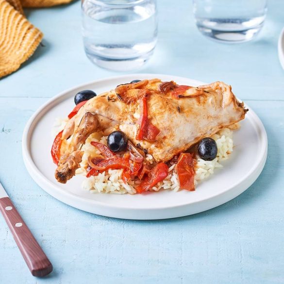 Recette de Lapin rôti et riz safrané